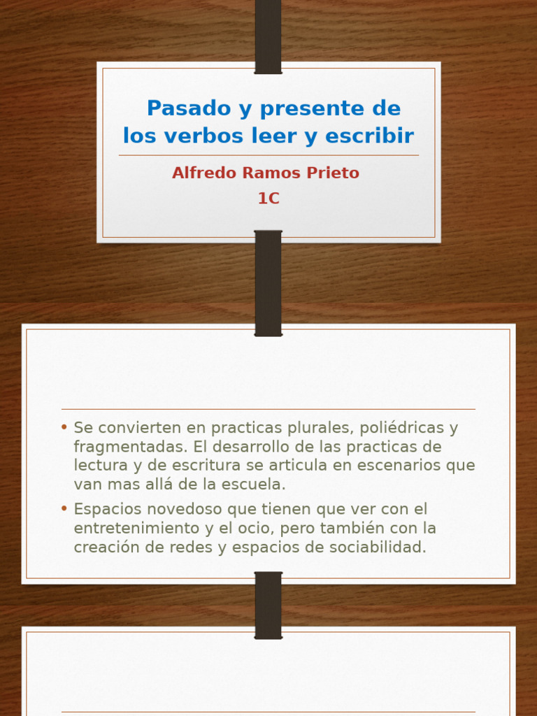 Pasado y presente de los verbos leer. | PDF