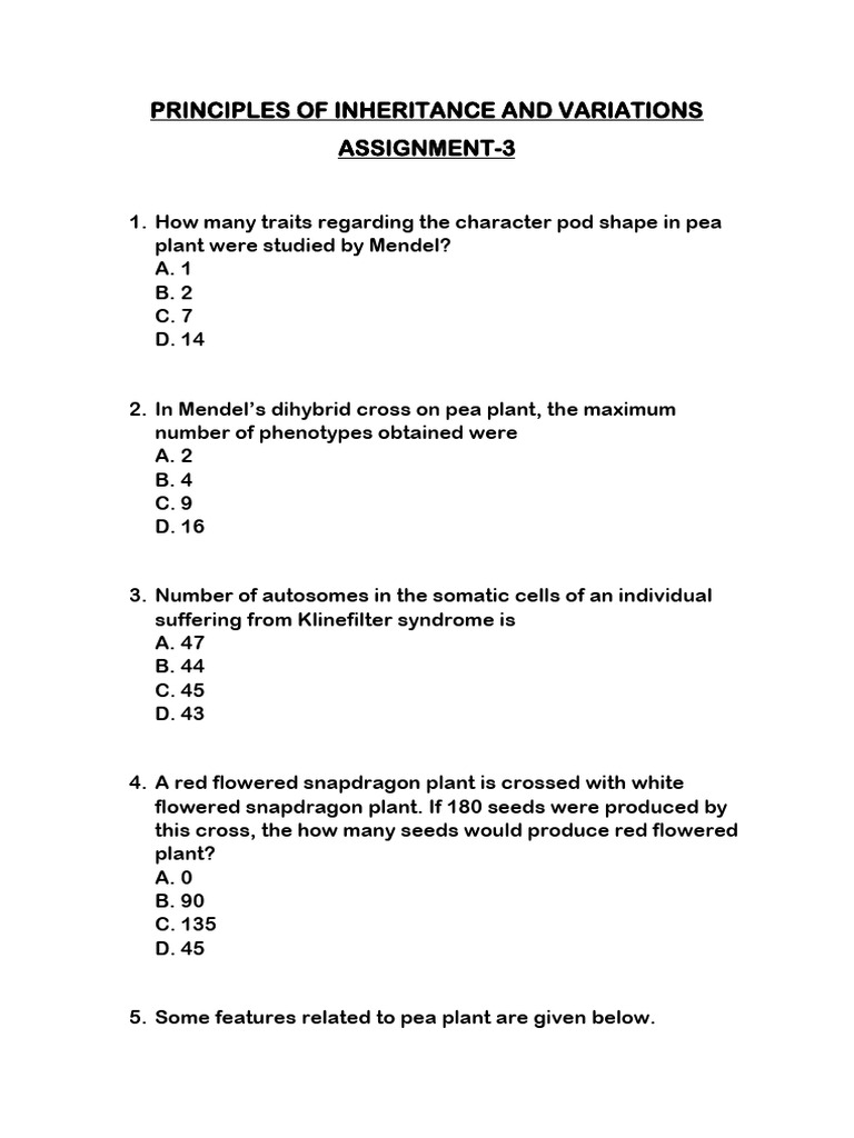 Principles of Inheritance and Variations | PDF | Dominance (Genetics) | Genotype