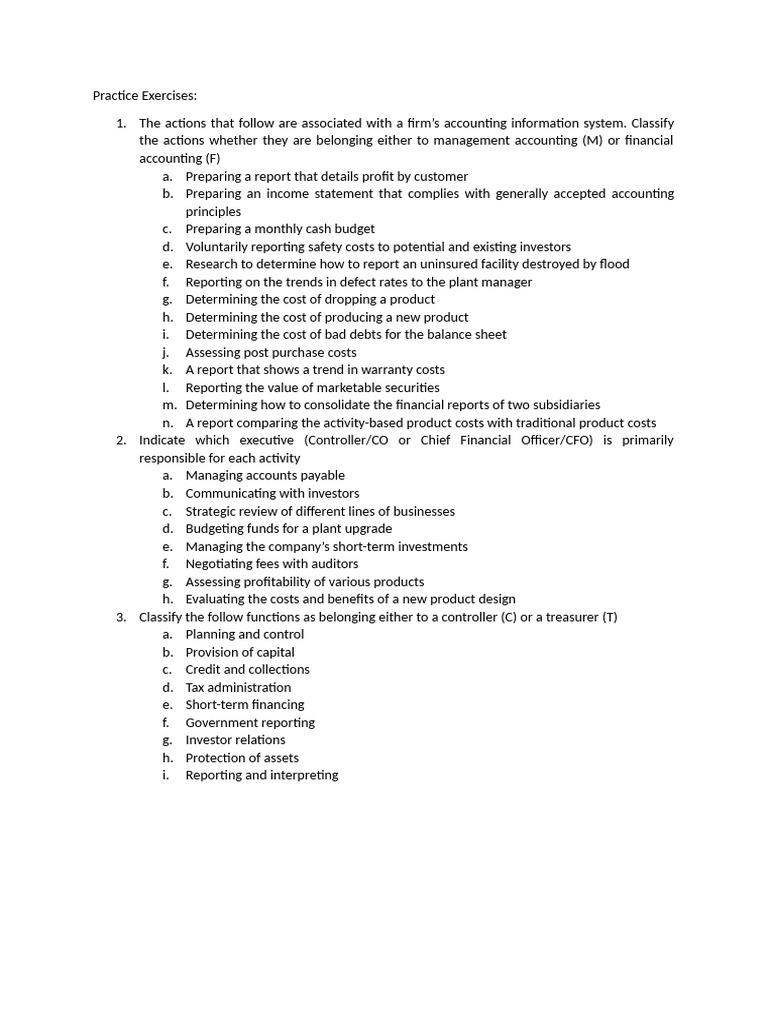 Strat Cost Basic Considerations Exercises | PDF