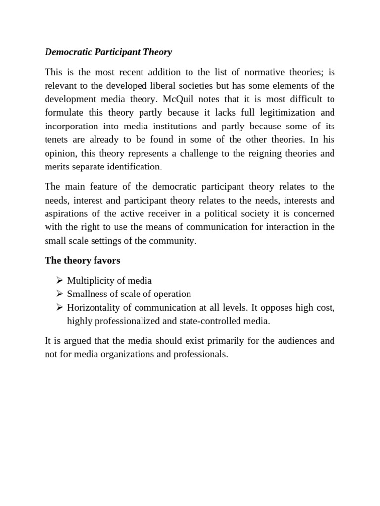 Democratic Participant Theory | PDF
