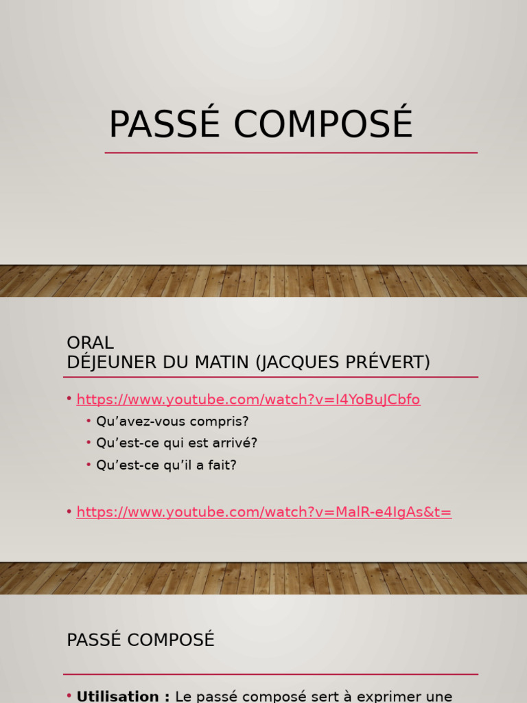 Passé Composé | PDF | Verbe | Typologie linguistique