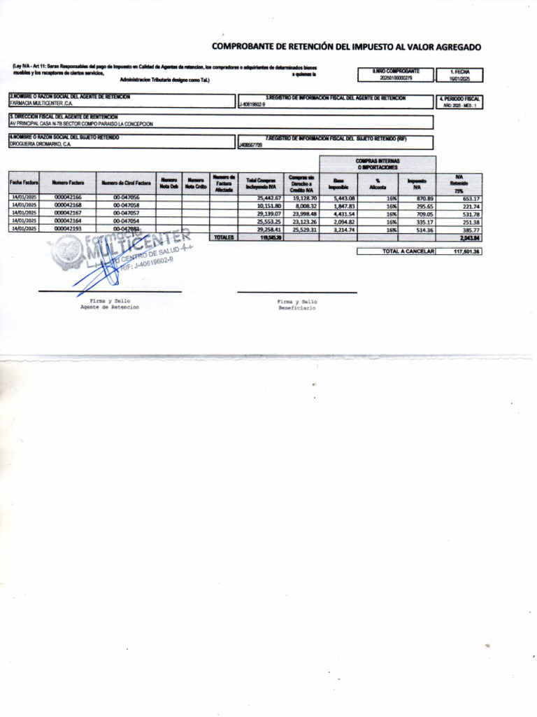 Comprobante de Retencion Dromarko #0279 | PDF