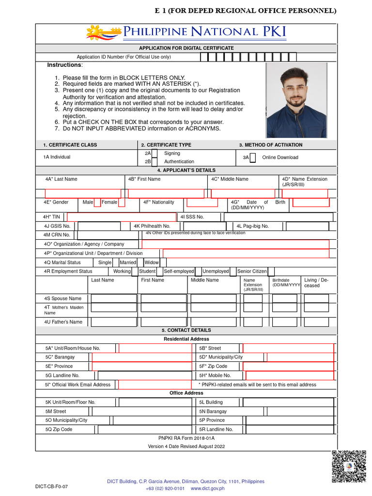 Annex E1-E6-SAMPLE-PNPKI INDIVIDUAL CERTIFICATE APPLICATION FORM | PDF ...