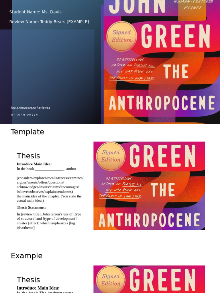 EXAMPLE Student Review Analysis Anthropocene | PDF | Bears