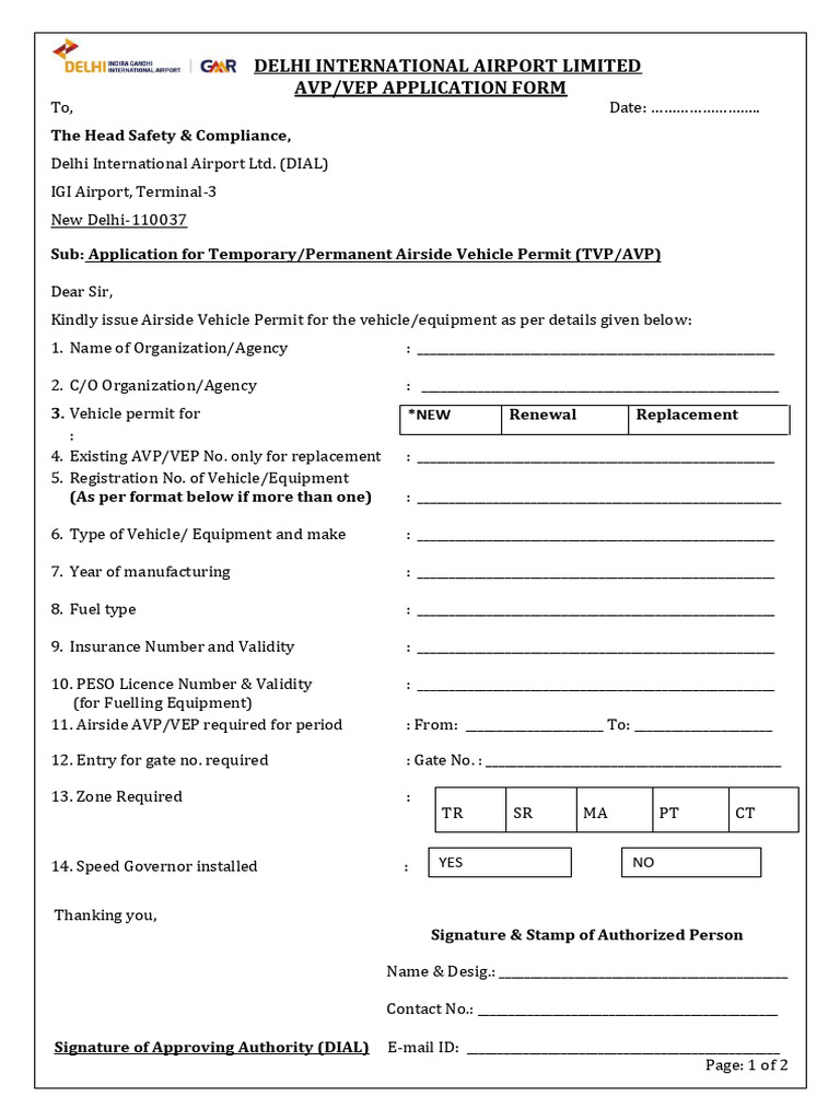Avp-Airside-Vehicle-Permit-Application-2025 Lstest | PDF | Vehicles ...