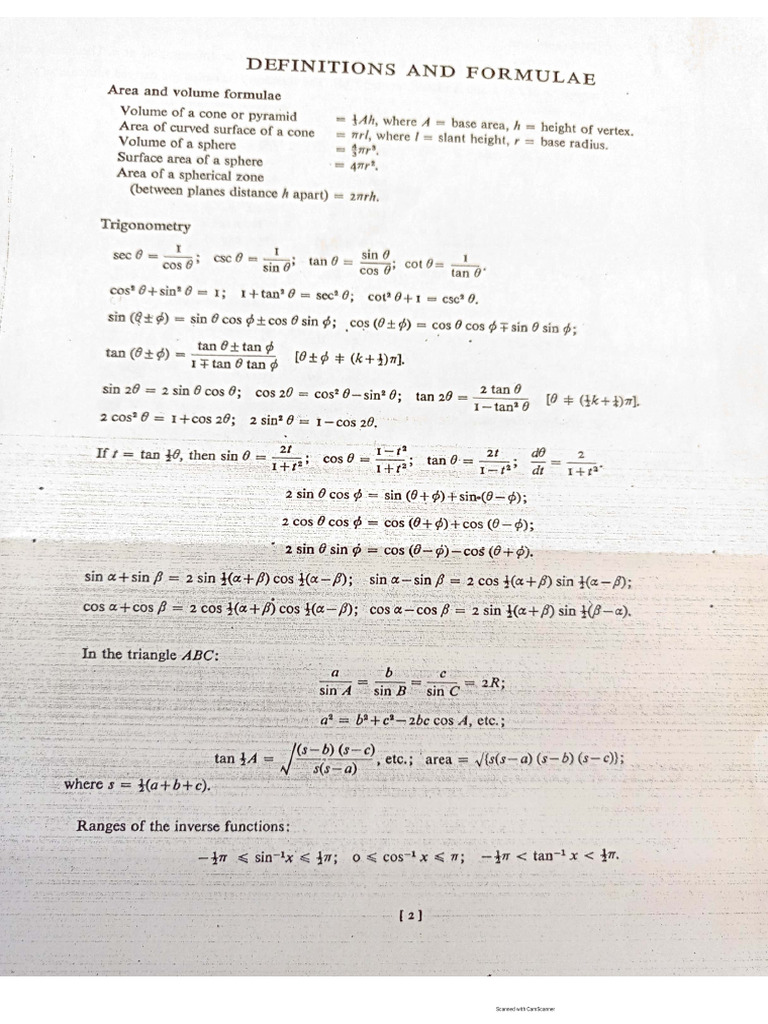 Maths Formulas | PDF
