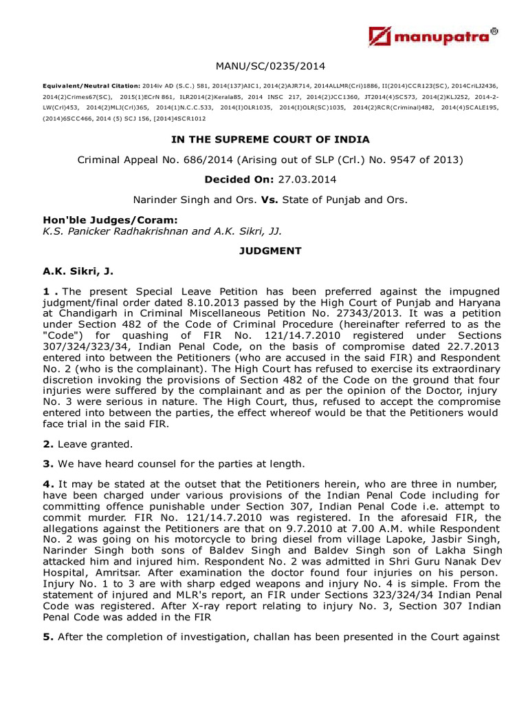 Narinder Singh and Ors Vs State of Punjab and Ors s140228COM78449 | PDF ...