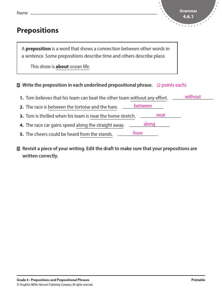 Printable Grammar Answer Key | PDF | English Grammar | Phrase