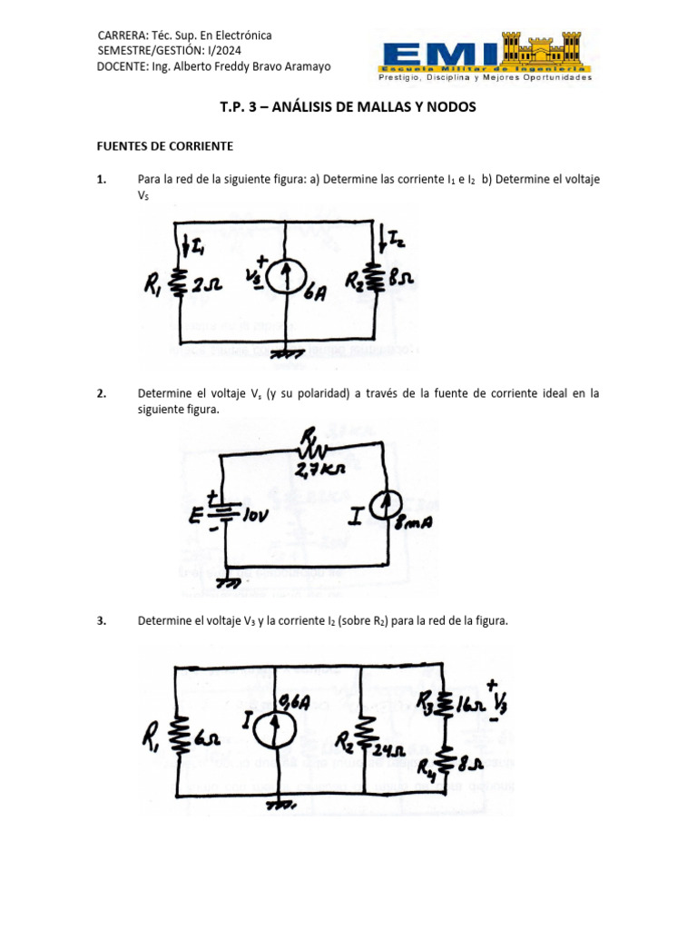 T.P.3 - Analisis de Nodos y Mallas | PDF | voltaje | Red eléctrica