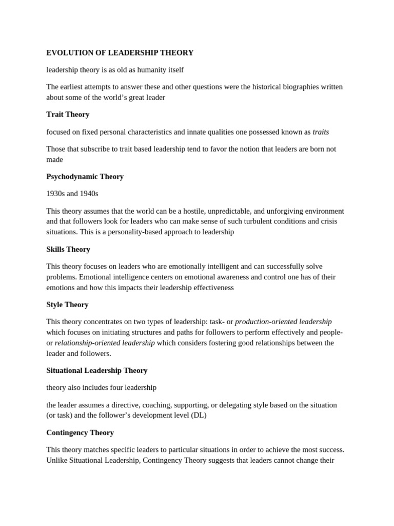 Evolution of Leadership Theory | PDF | Leadership | Motivation
