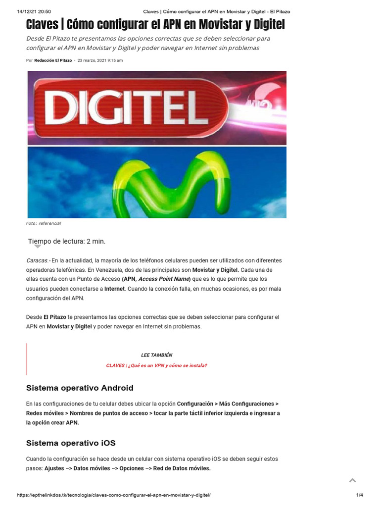 Configuración APN Movistar y Digitel | PDF | Punto de acceso ...