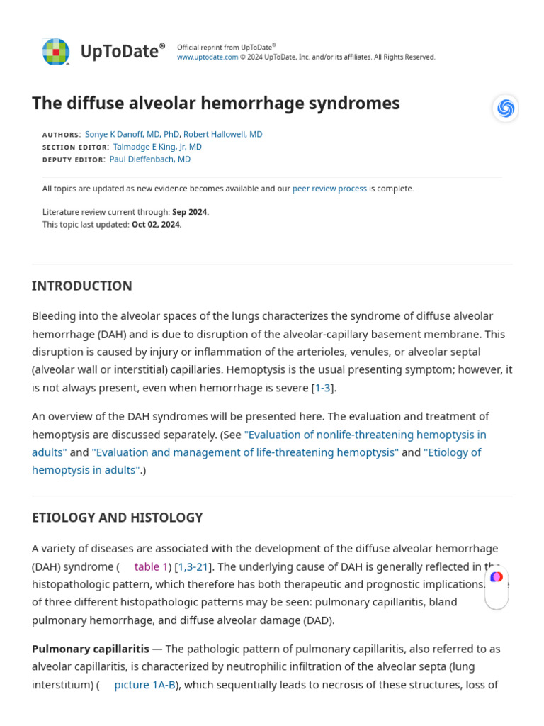 Understanding Diffuse Alveolar Hemorrhage | PDF | Lung | Pneumonia