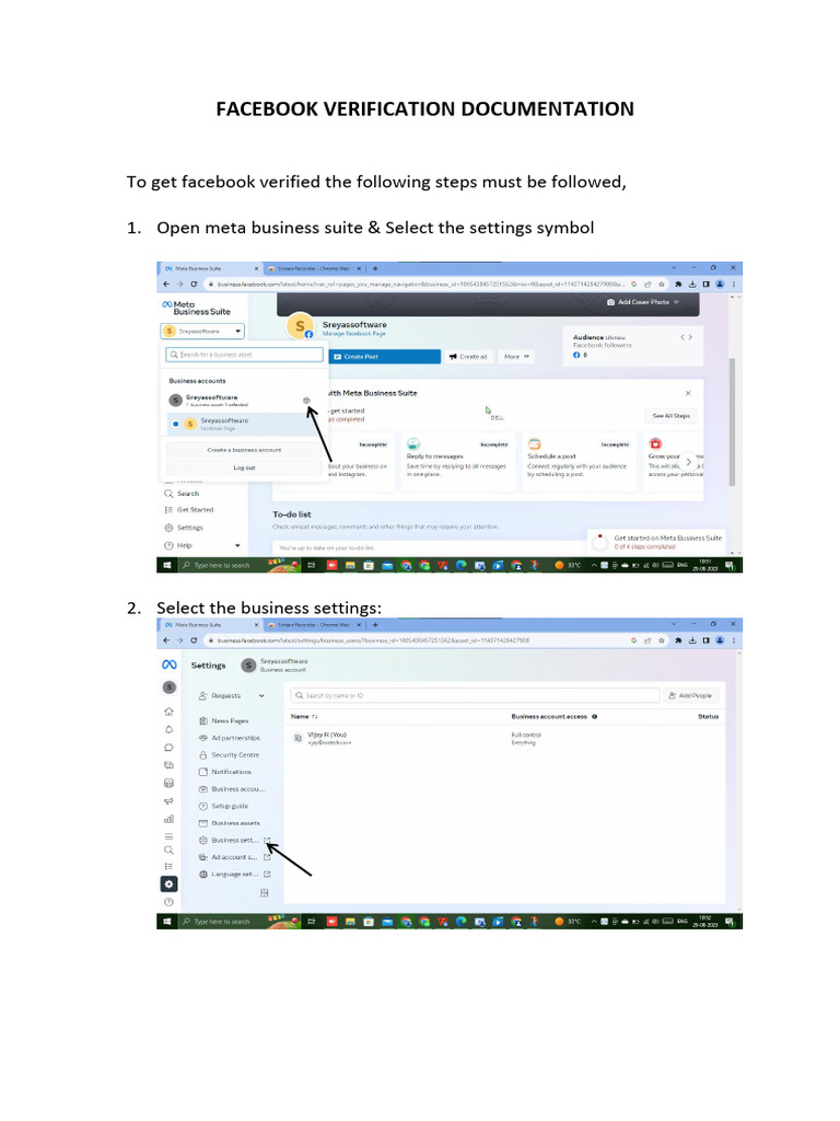 Facebook Verification Steps Guide | PDF