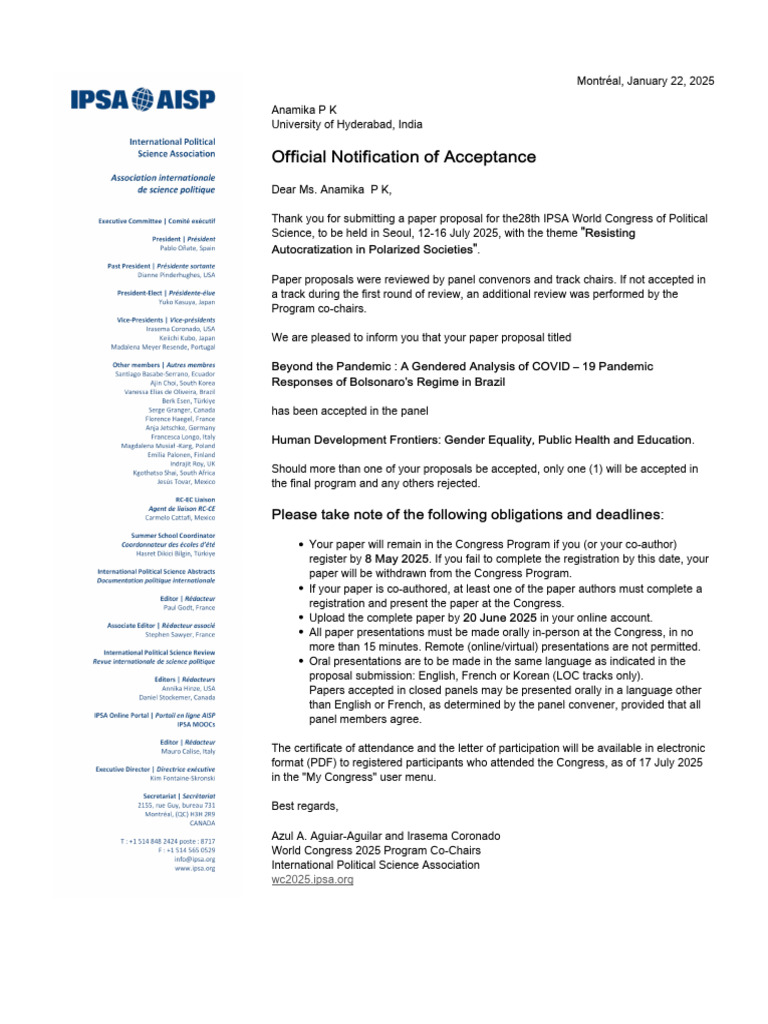 Acceptance: IPSA 2025 Congress Paper | PDF