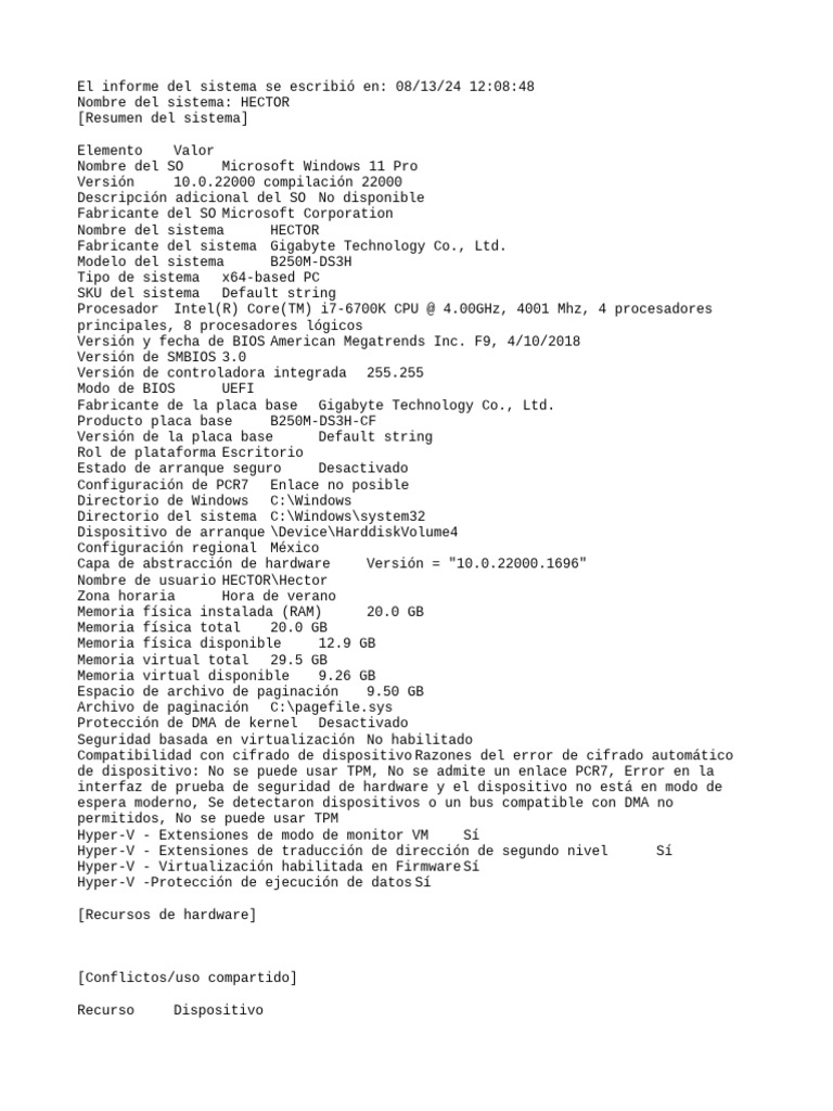 MSinfo | PDF | Dirección IP | Bios