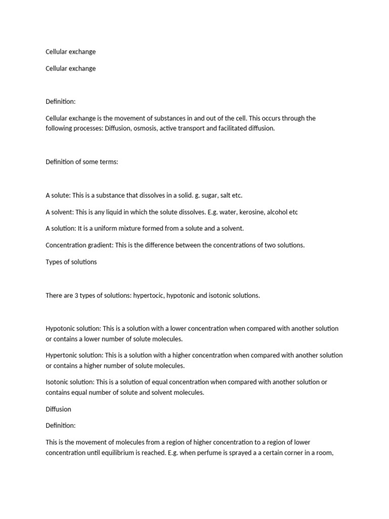 Cellular exchange | PDF