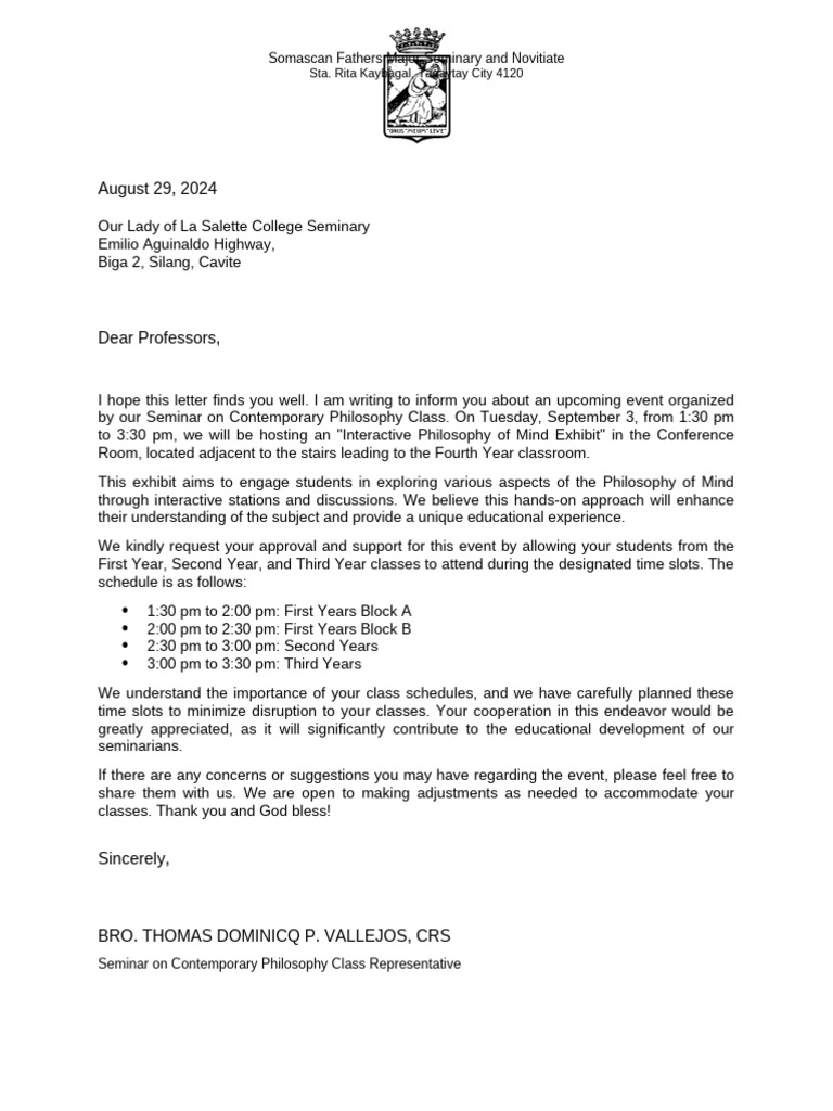 Invitation Letter For Our Exhibit (Professors) | PDF