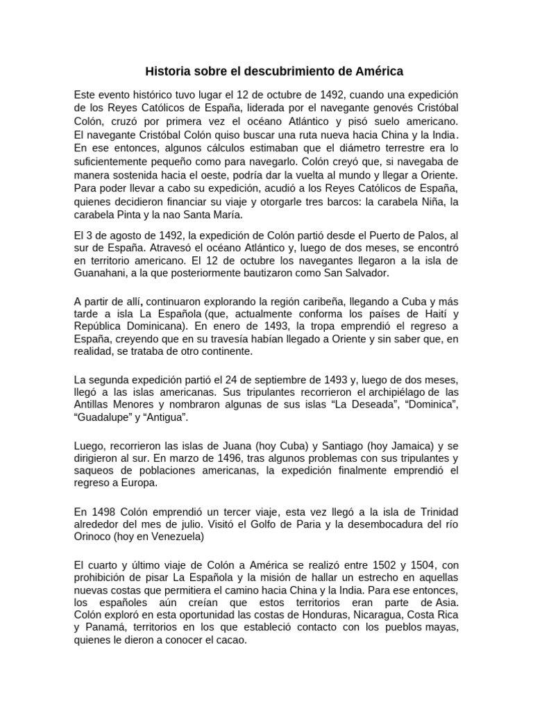 Descubrimiento de América en 1492 | PDF | Cristobal colon | Exploración
