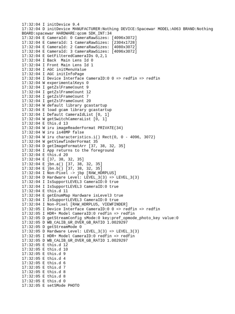 Camera Initialization Log Analysis | PDF