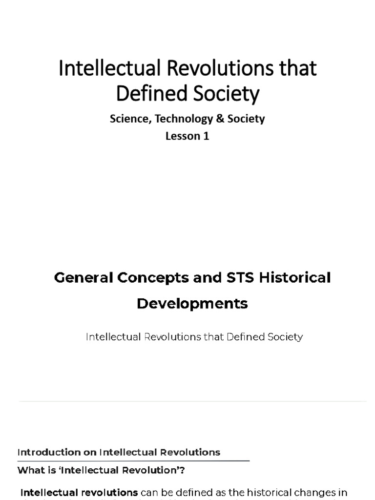 Lecture 1 Intellectual Revolutions That Defined Society | PDF