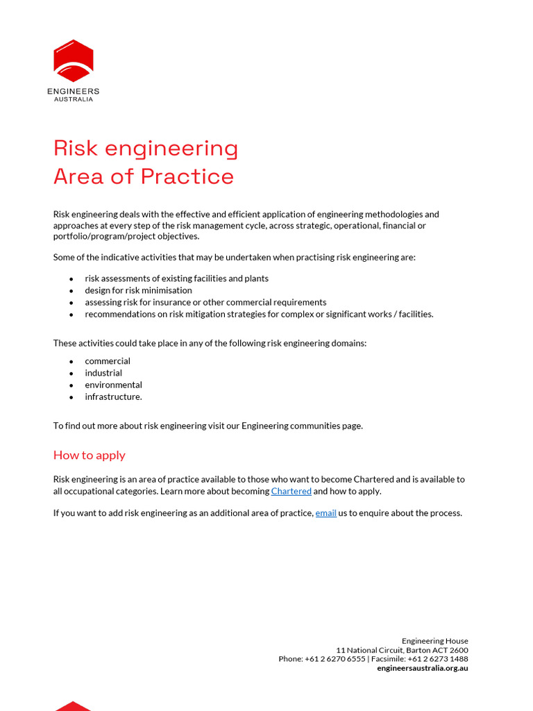Risk Engineering Overview and Practices | PDF