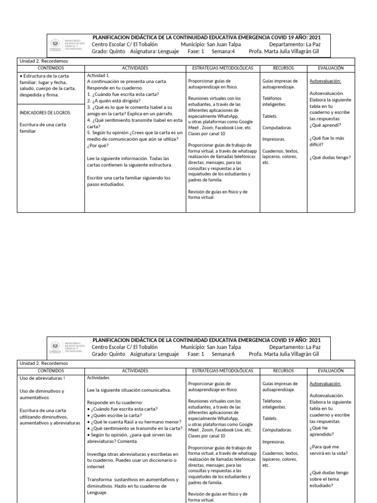 5° Continuidad Educativa Guias 5-7 | PDF | Facebook | Tableta
