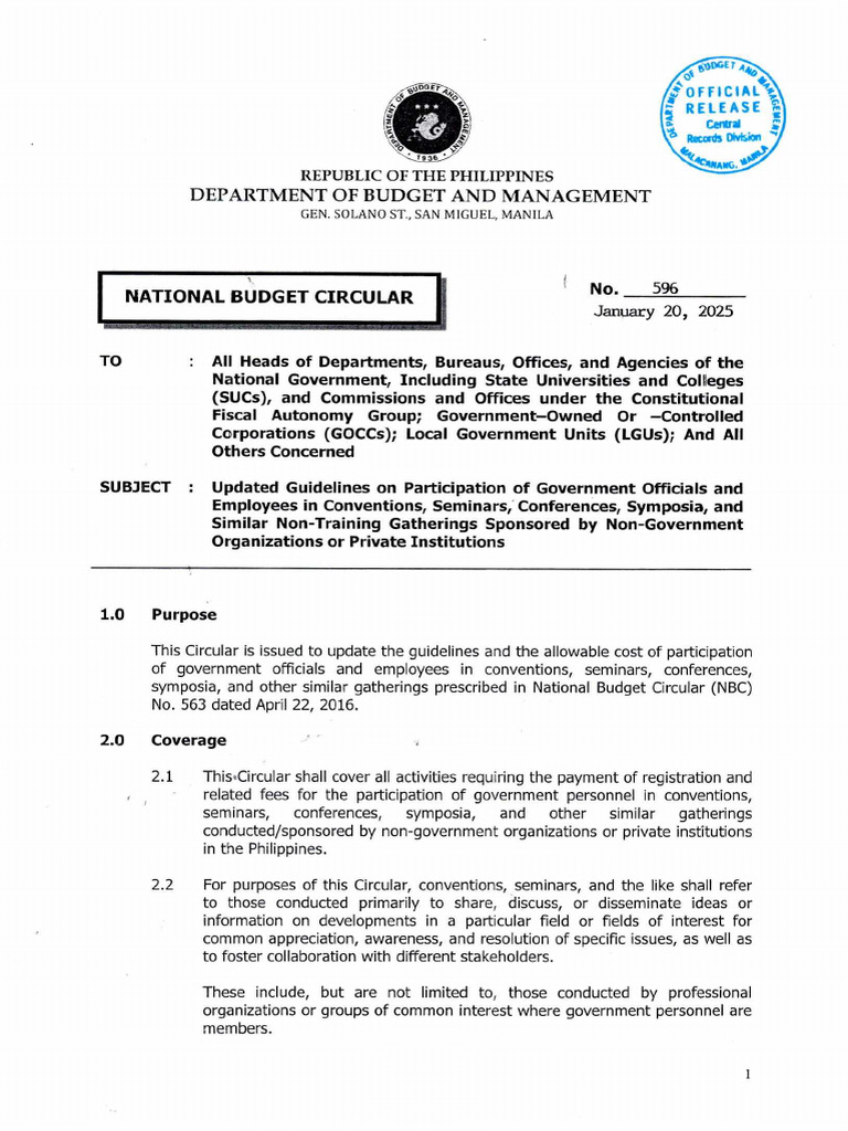 NBC No.596 - Registration in Seminars | PDF | Expense | Business