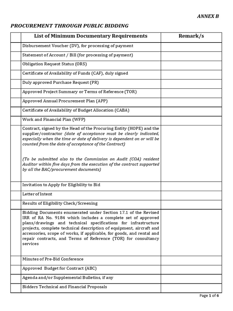 Public Bidding Documentation Requirements | PDF | Procurement | Lease