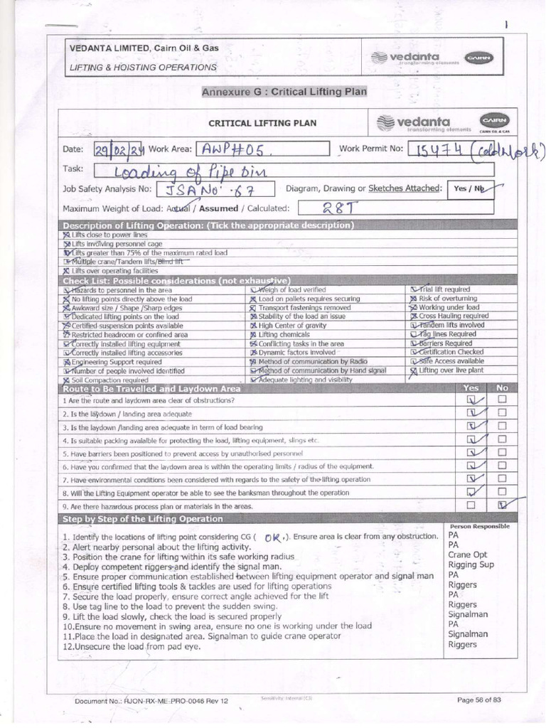 Sample Lift Plan LOADING 29.02.2024 - Compressed | PDF
