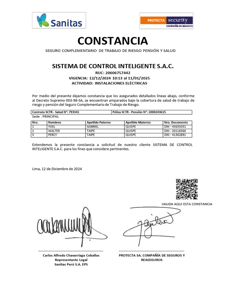 SCTR Salud y Pension Sci | PDF
