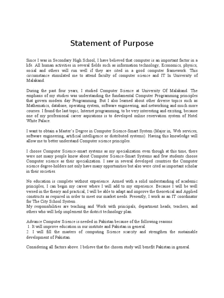 Statement of Purpose | PDF | Computer Science | System
