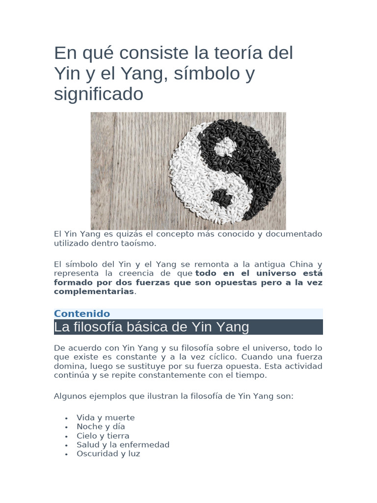 En qué consiste la teoría del Yin y el Yang | PDF | Yin y yang