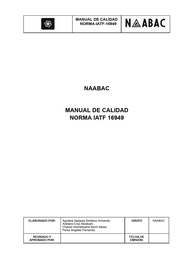 Manual de Calidad Norma Iatf 16949 | PDF | Calidad (comercial ...