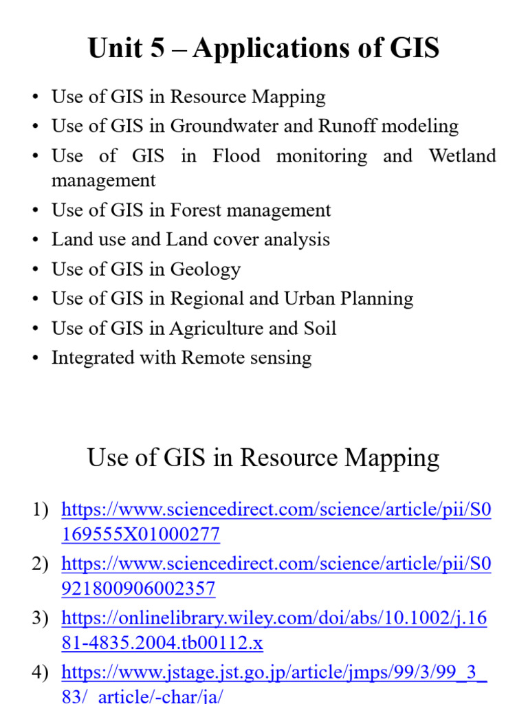 Unit - 5.5 - Applications of GIS | PDF | Geographic Information System | Wetland