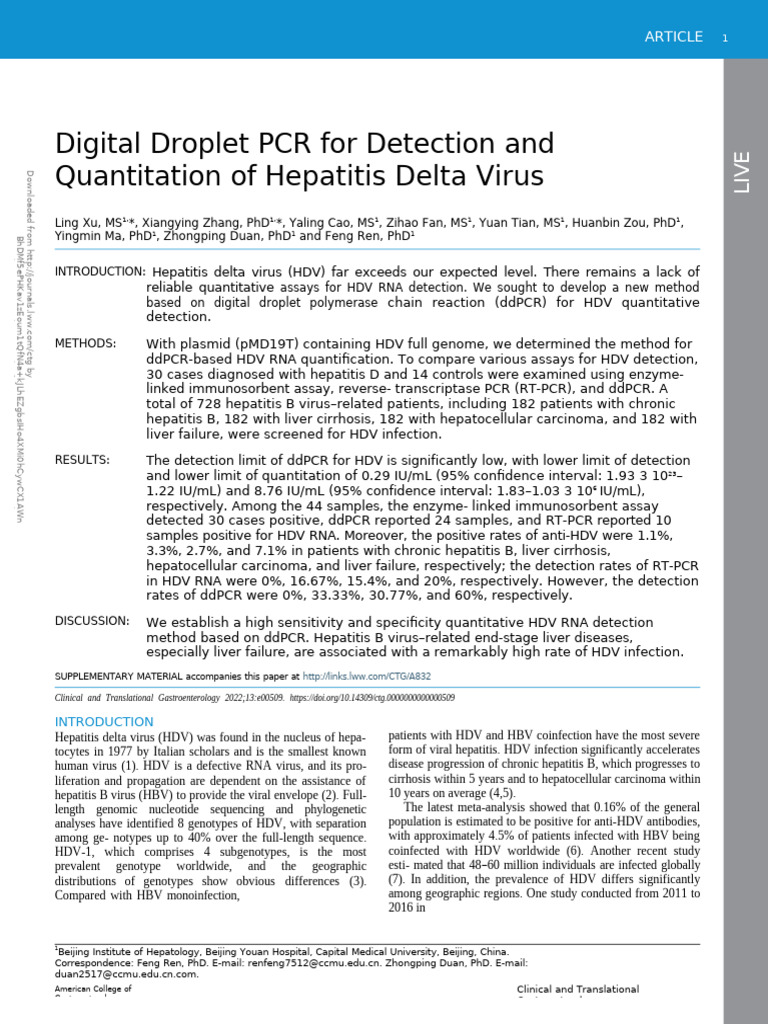 Digital Droplet PCR For Detection and Quantitation.15 | PDF | Reverse ...