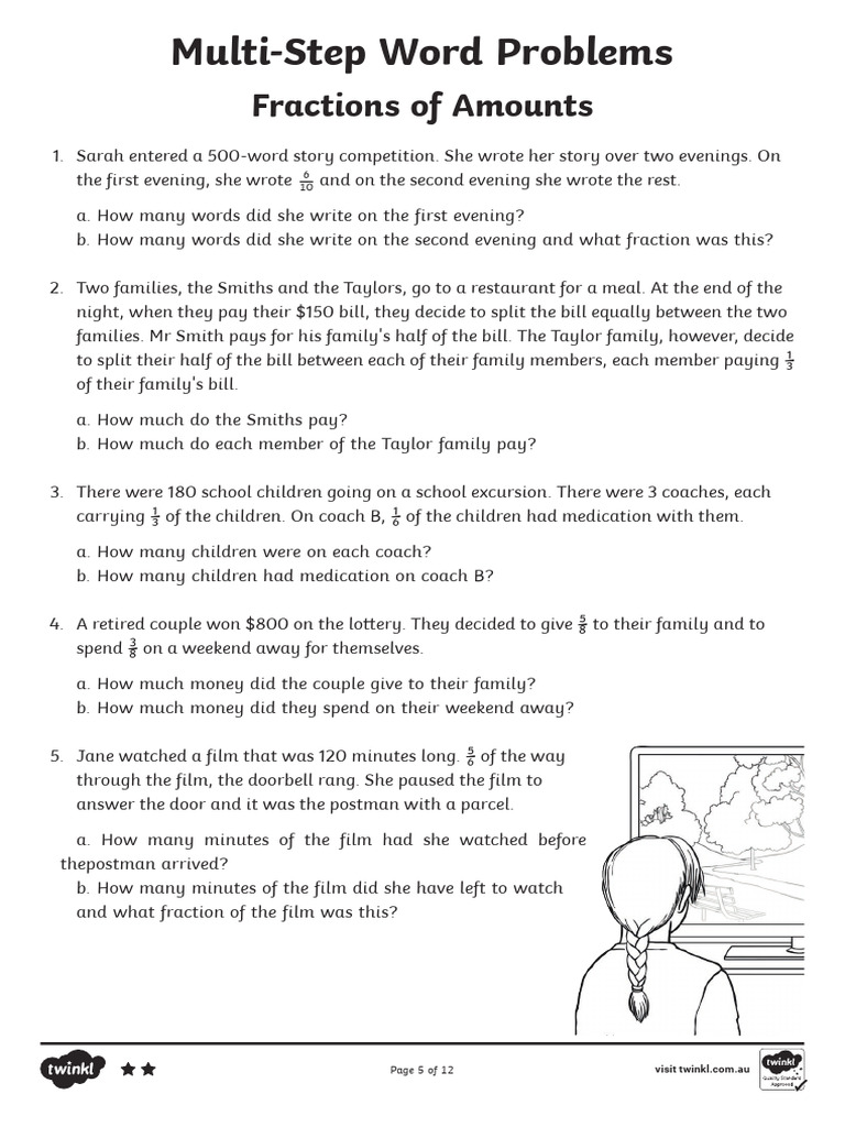 Multi-Step Fraction Word Problems | PDF | Cakes | Desserts