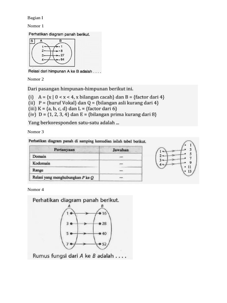 Soal Relasi Fungsi Kelas 8 SMP 27012025 | PDF