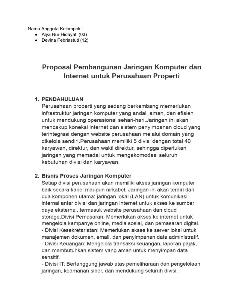 Proposal Pembangunan Jaringan Komputer Dan Internet | PDF