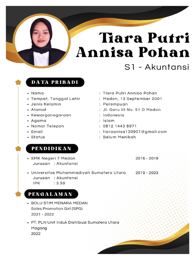 CV Tiara Putri Annisa Pohan | PDF