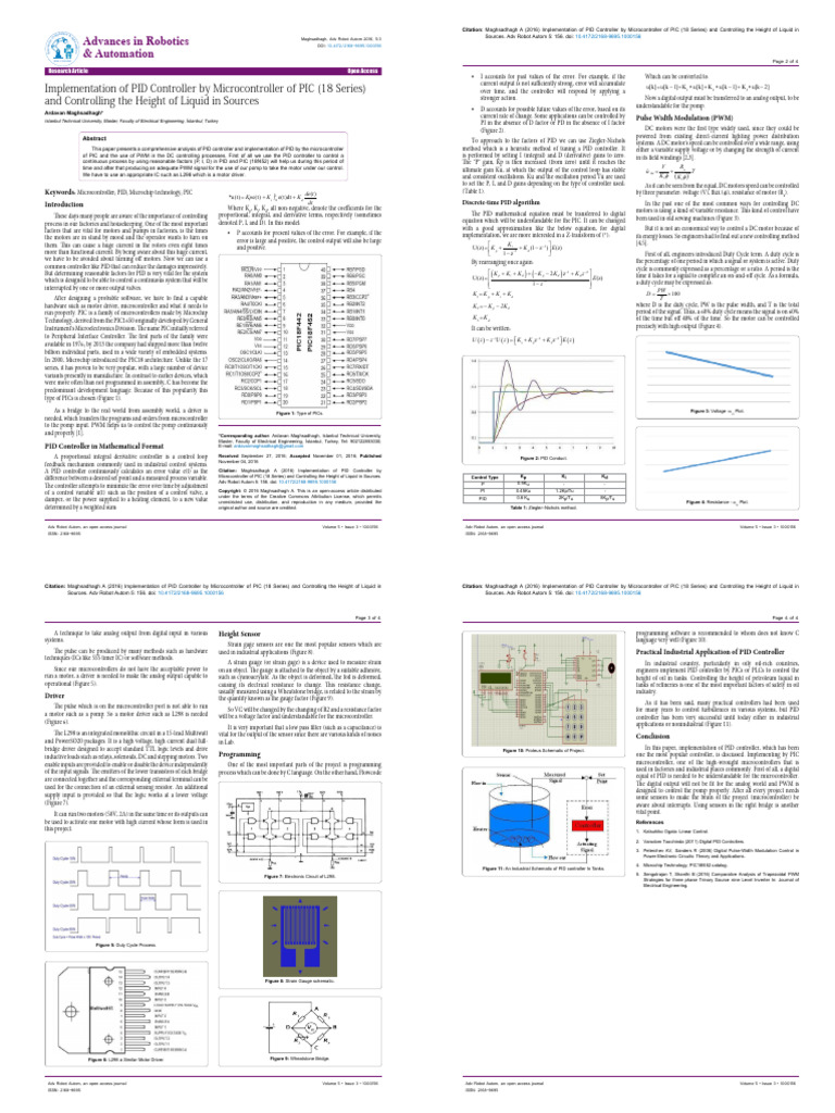 Implementation of PID Controller by Microcontroller of PIC (18 Series ...