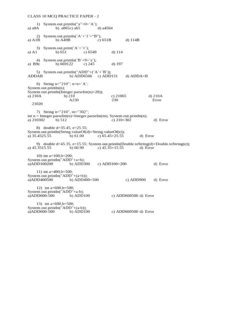 Class 10 Icse Practice Paper 2 Pdf Class Computer Programming Method Computer Programming