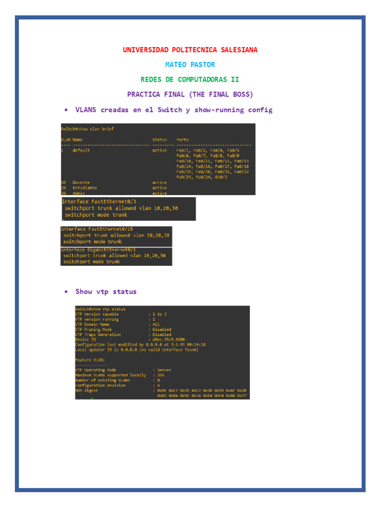 Configuración de VLANS y VTP en Redes | PDF