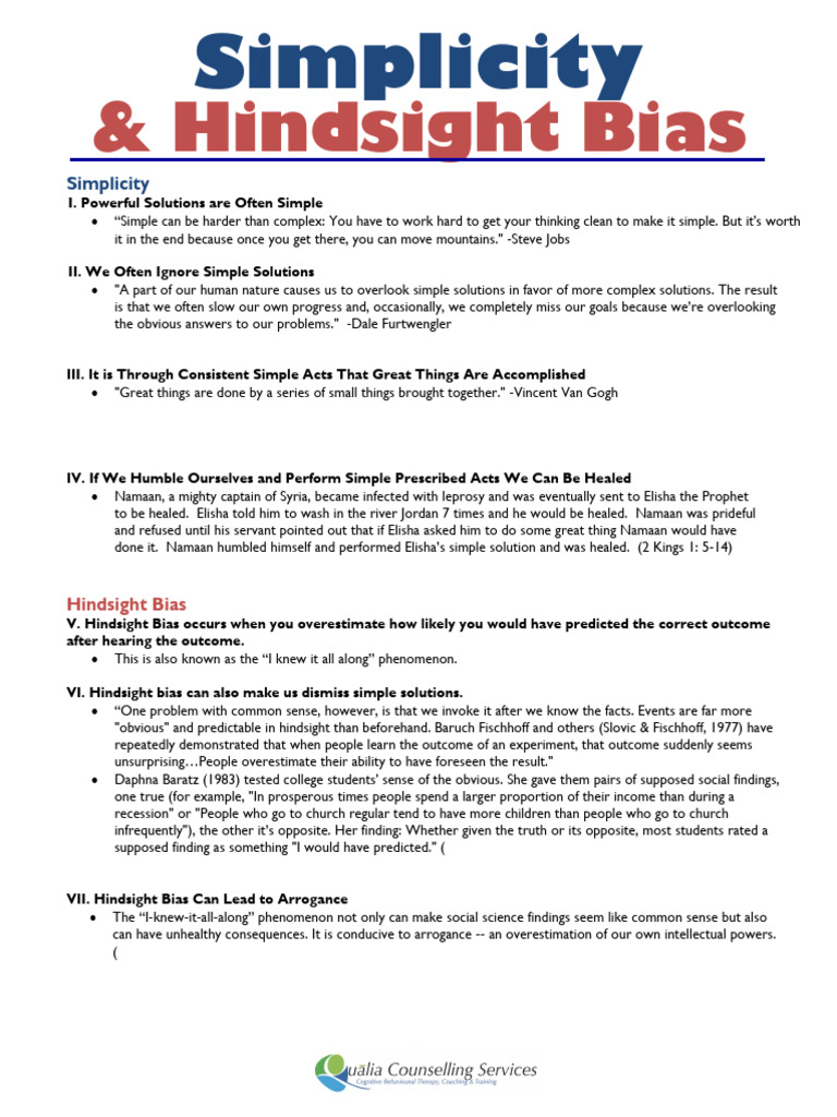 18 Simplicity and Hindsight Bias | PDF | Behavioural Sciences | Cognitive Science