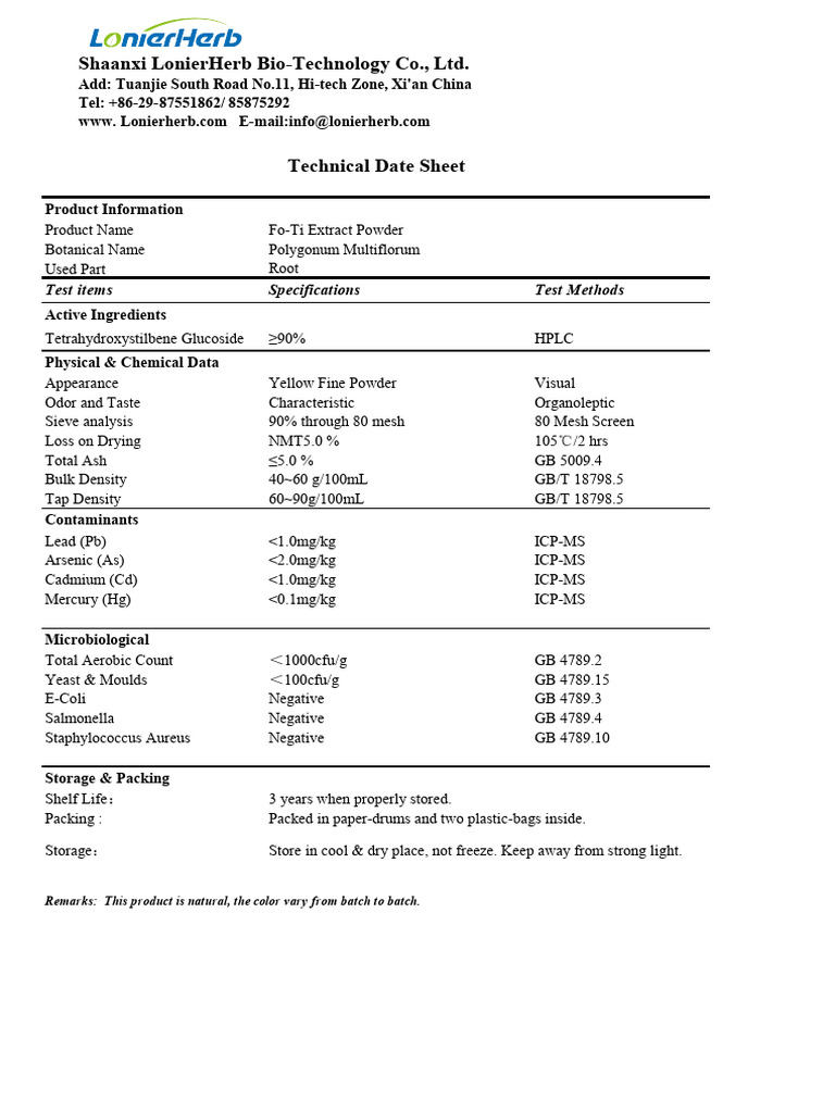 Polygonum Multiflorum Extract | PDF