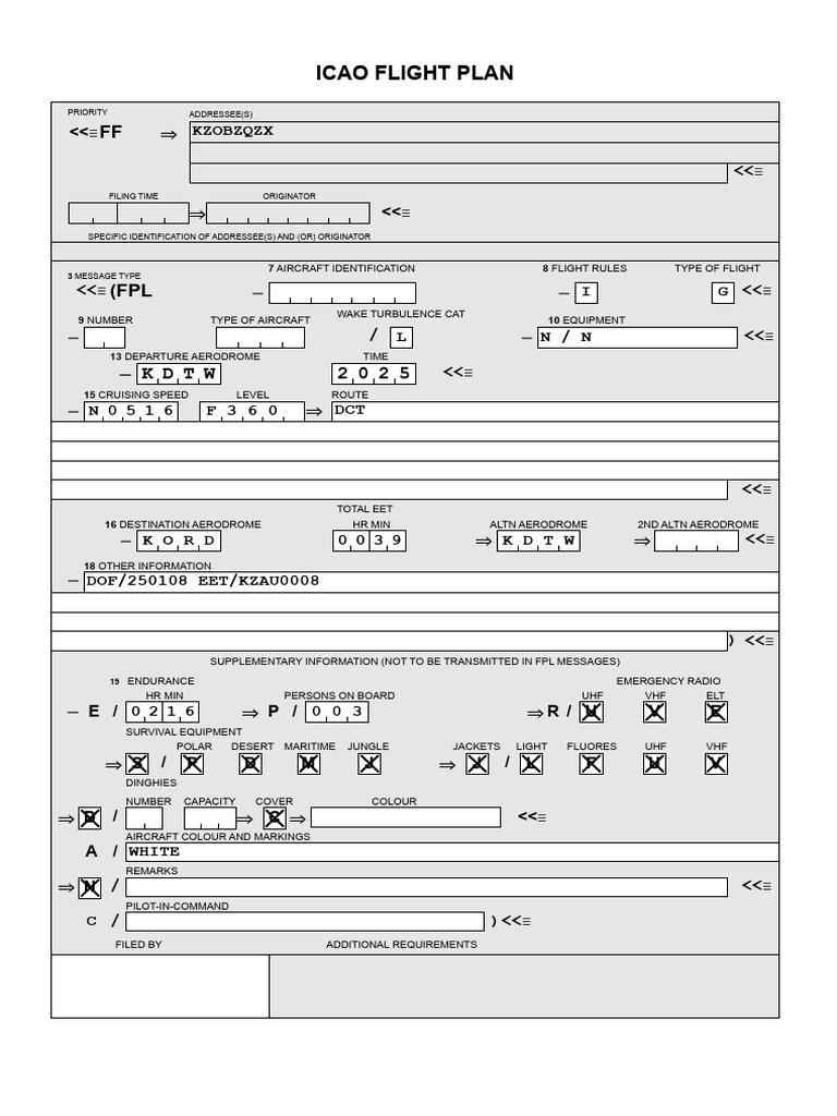Flight Plan Form: KDTW - KORD (Generated On Jan 15 9:48:07 PM CST) | PDF