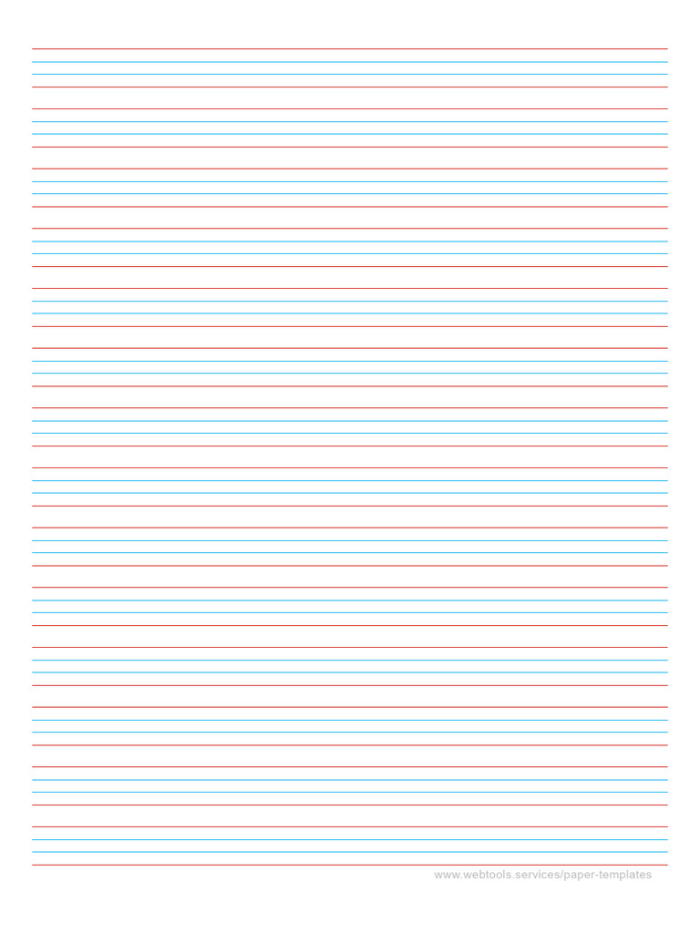 Four Lines English Alphabet Writing Paper Template-Narrow-A4 | PDF
