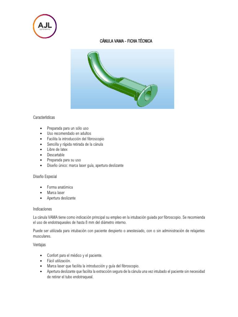 Cánula VAMA para Intubación Guiada | PDF