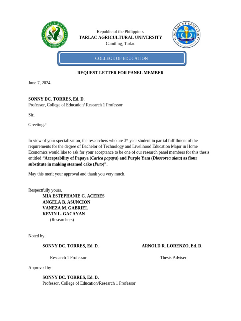 Letter for Panels | PDF | Staple Foods