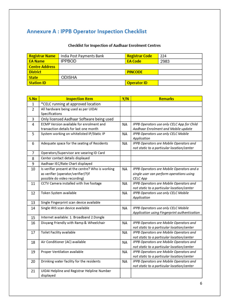 Annexure A - Inspection Checklist | PDF | Computing | Access Control
