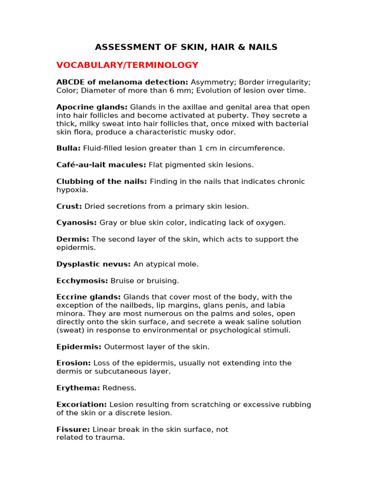 TERMINOLOGY WEEK 1 | PDF | Skin | Neck